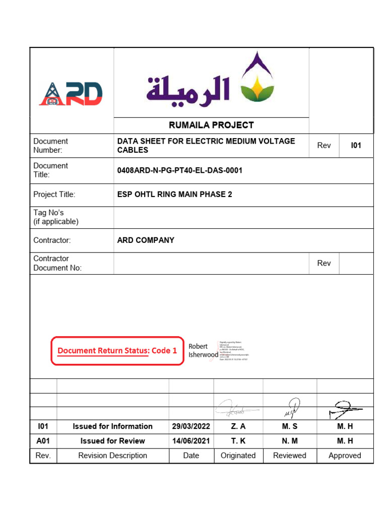 0408ard N PG Pt40 El Das 0001 I01 Mark Up Cable | PDF | Insulator (Electricity) | Electrical ...