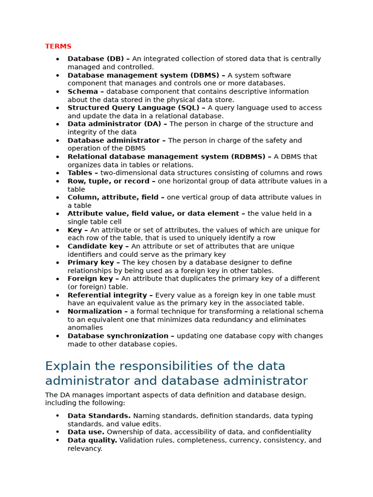 Chapter 9 Revision Pdf Relational Database Databases