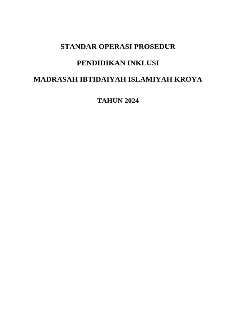SOP Pendidikan Inklusi MI Islamiyah | PDF