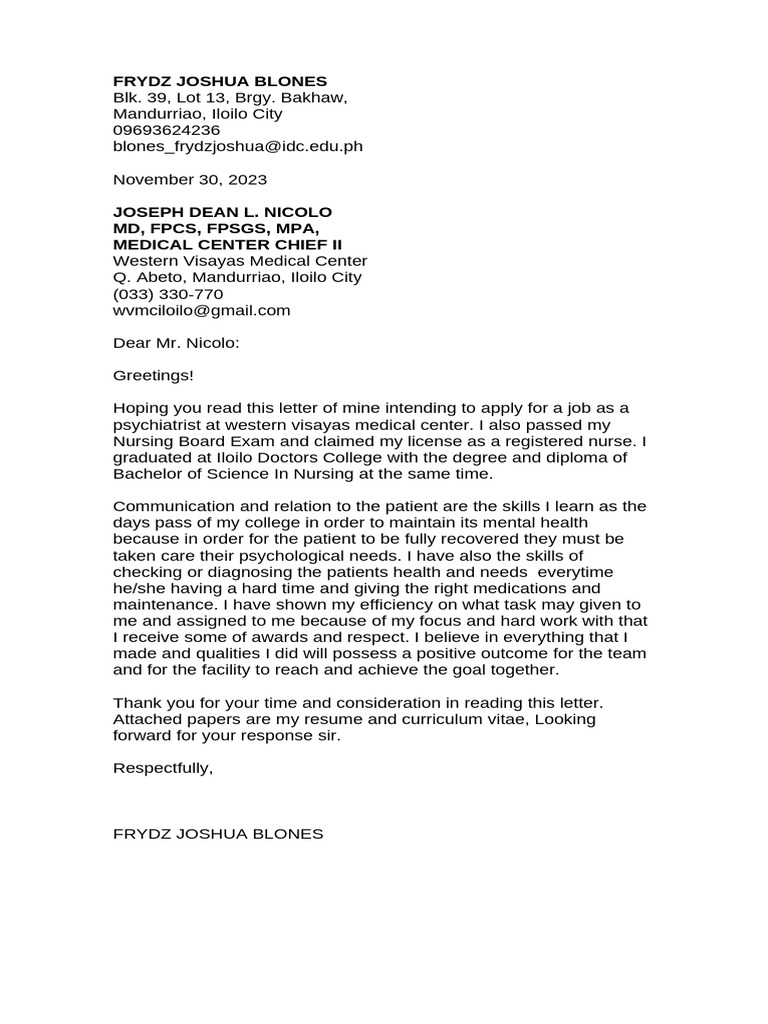 Application Letter | PDF