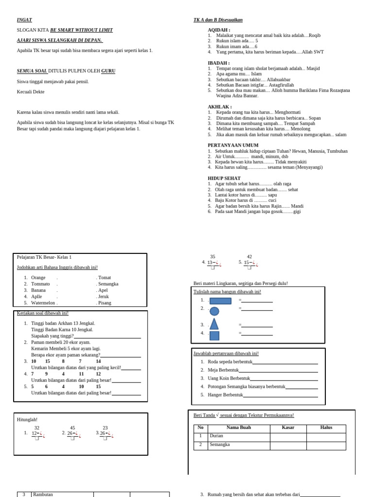 FIX VOL 2 MATERI PAUD-TK - KELAS 1 | PDF