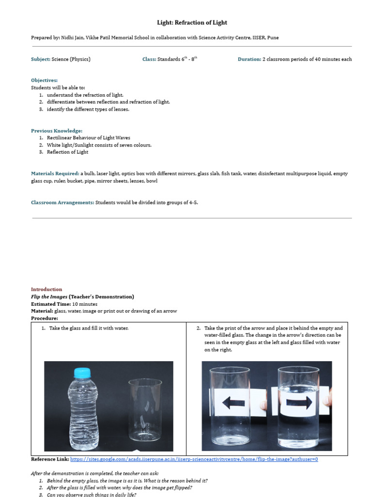Phy 18 Refraction Of Light English 1 Pdf Light Reflection Physics