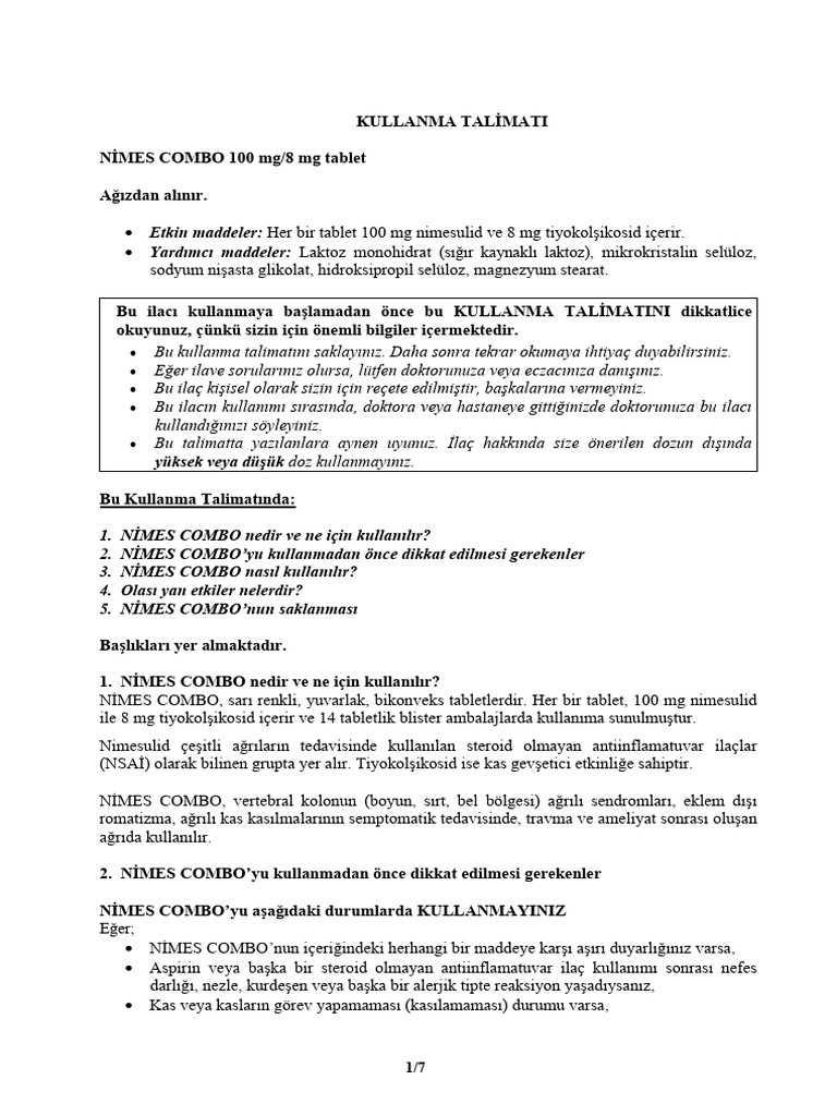 Nimes Combo 100 MG 8 MG Tablet KT | PDF