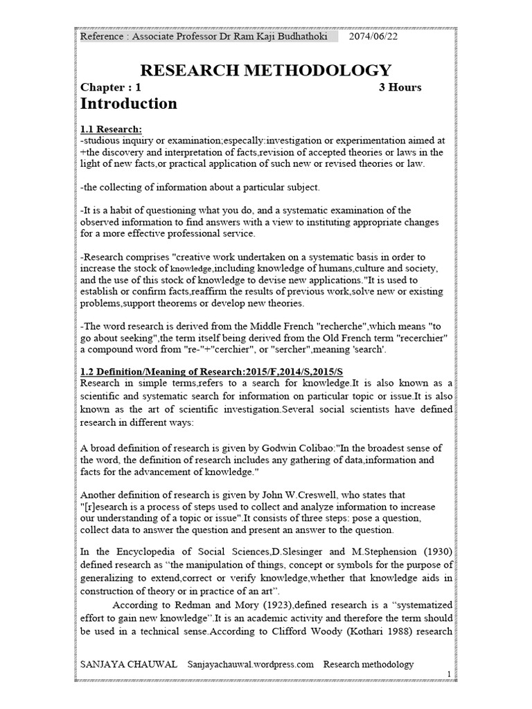 RESEARCHMETHODOLOGY | PDF | Methodology | Validity (Statistics)