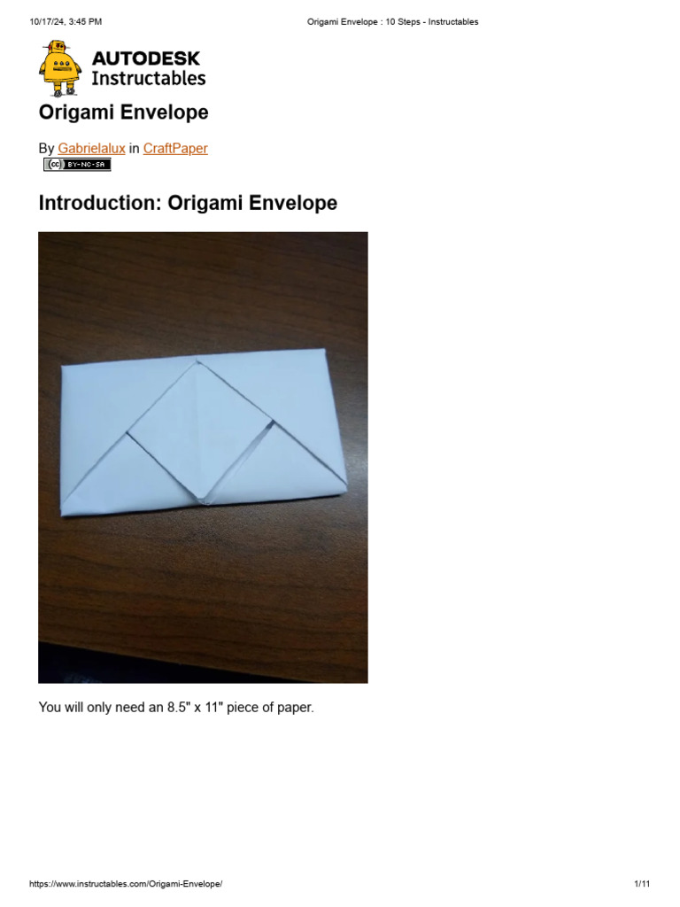 Origami Envelope Tutorial Steps | PDF | Origami | Envelope