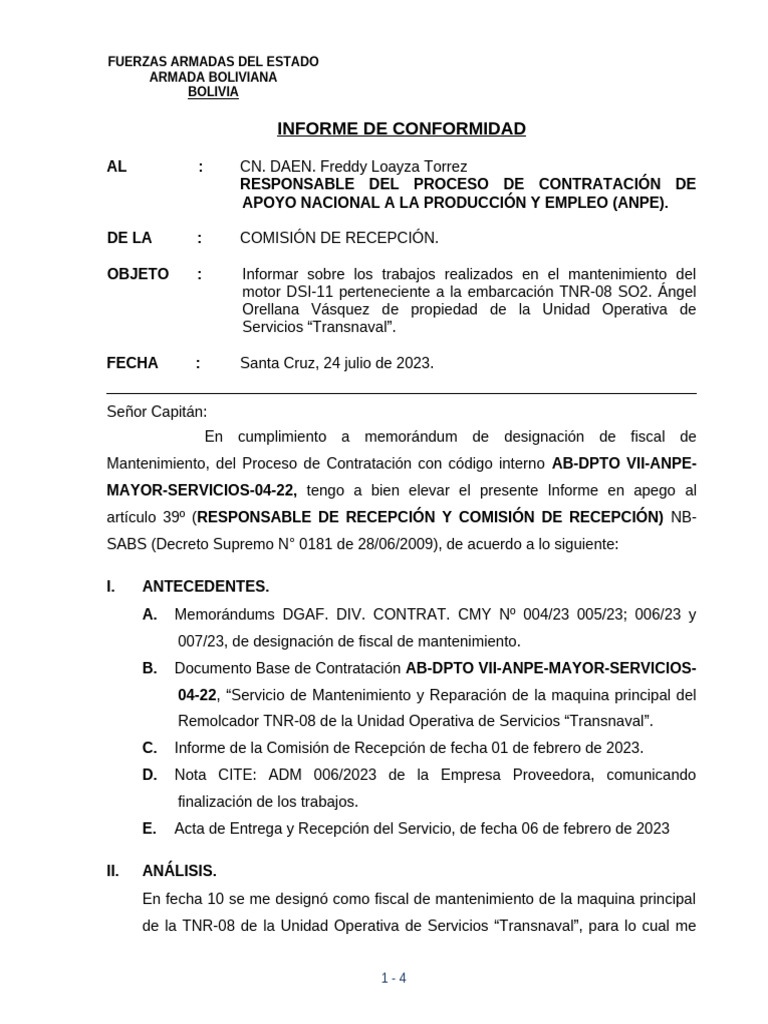 Informe Recepcion Tnr-08 Fiscal | PDF | Materiales de construcción | Ingeniería de Edificación