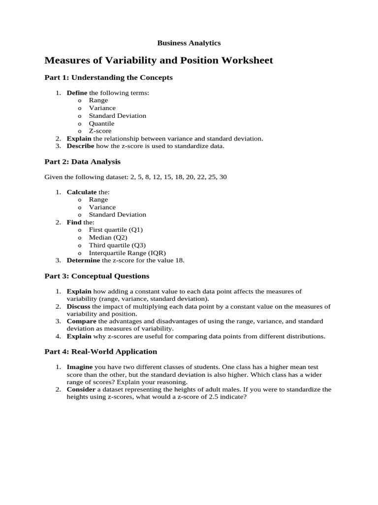 Measure of Variability and Position | PDF | Teaching Methods & Materials