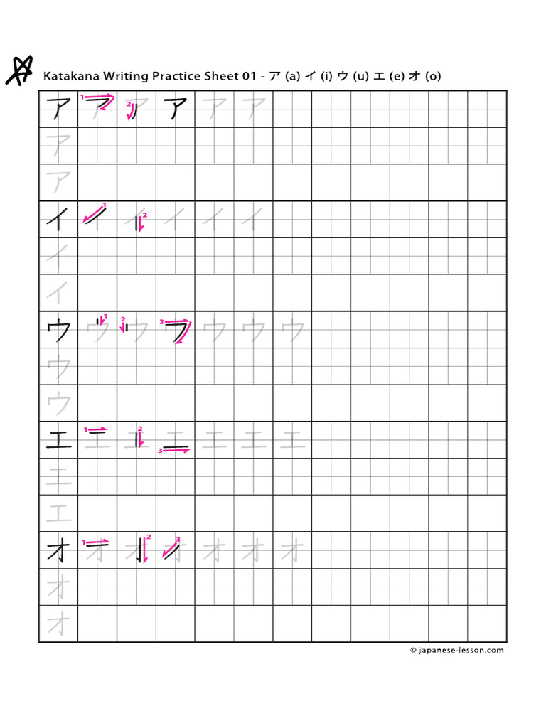 Katakana Writing Practice Sheets Düzenledi | PDF