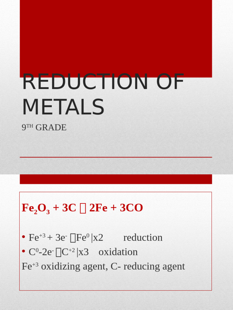 Metal Reduction Reactions Guide | PDF