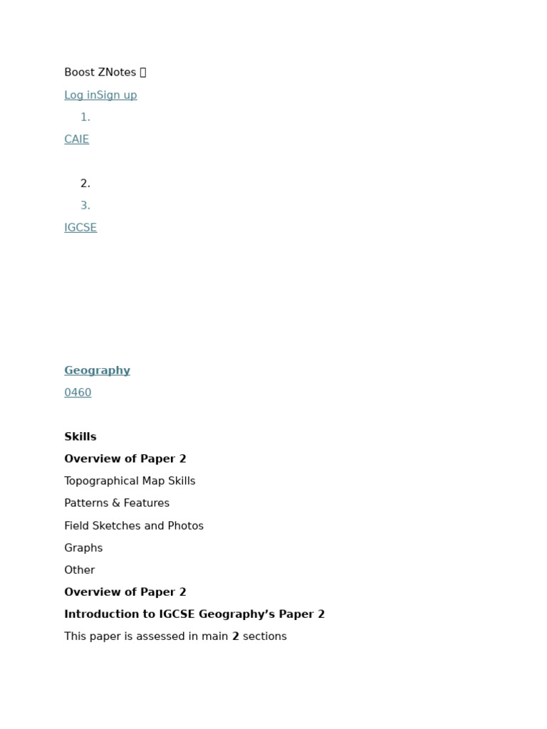 Geography Igcse Extended Personal Notes, Visual | PDF | Map | Contour Line