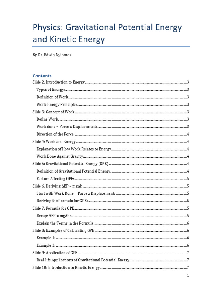 011 Lect 10 Gravitational Potential Energy | PDF | Force | Potential Energy