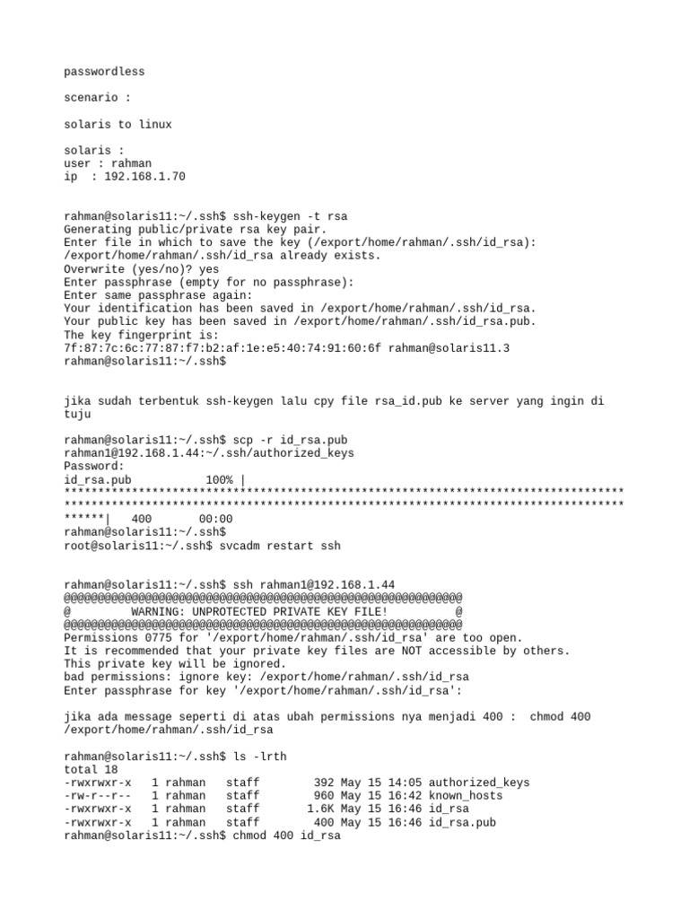 Passwordless Solaris To Linux Pdf Secure Shell Network Protocols 