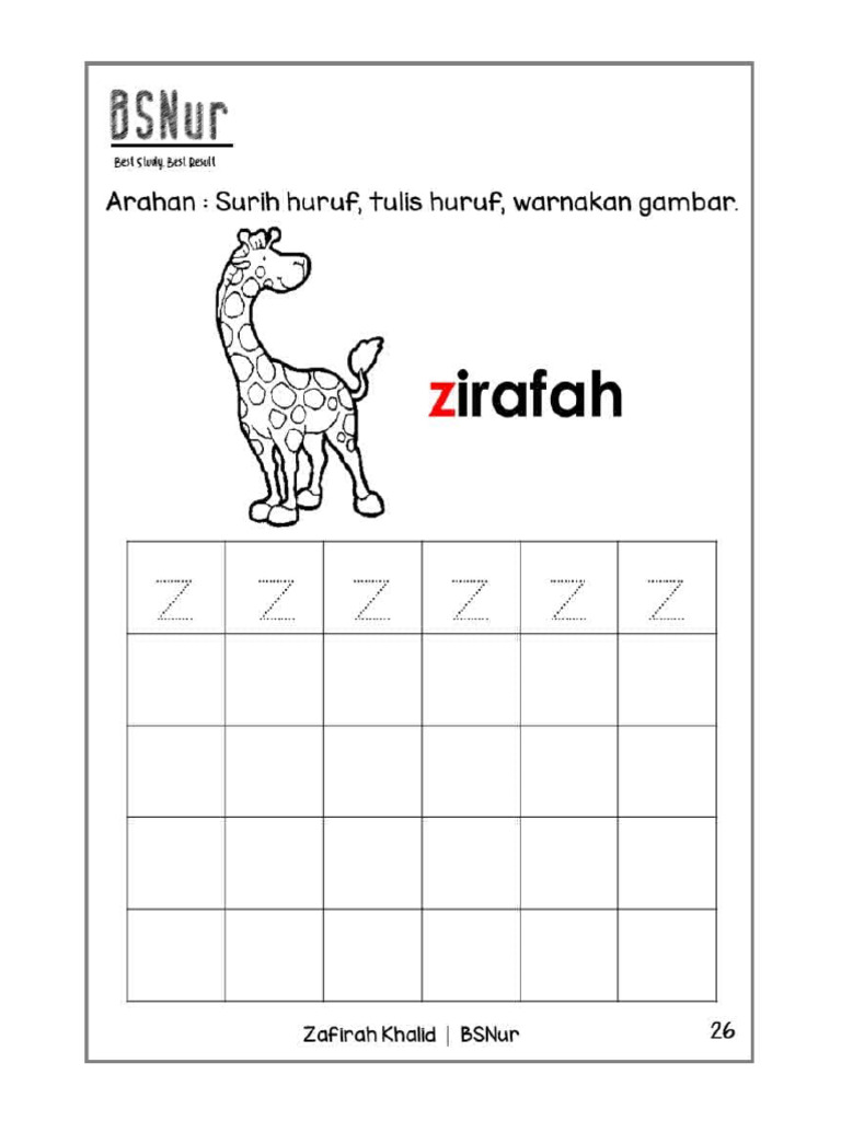 LATIHAN MENULIS HURUF Z | PDF
