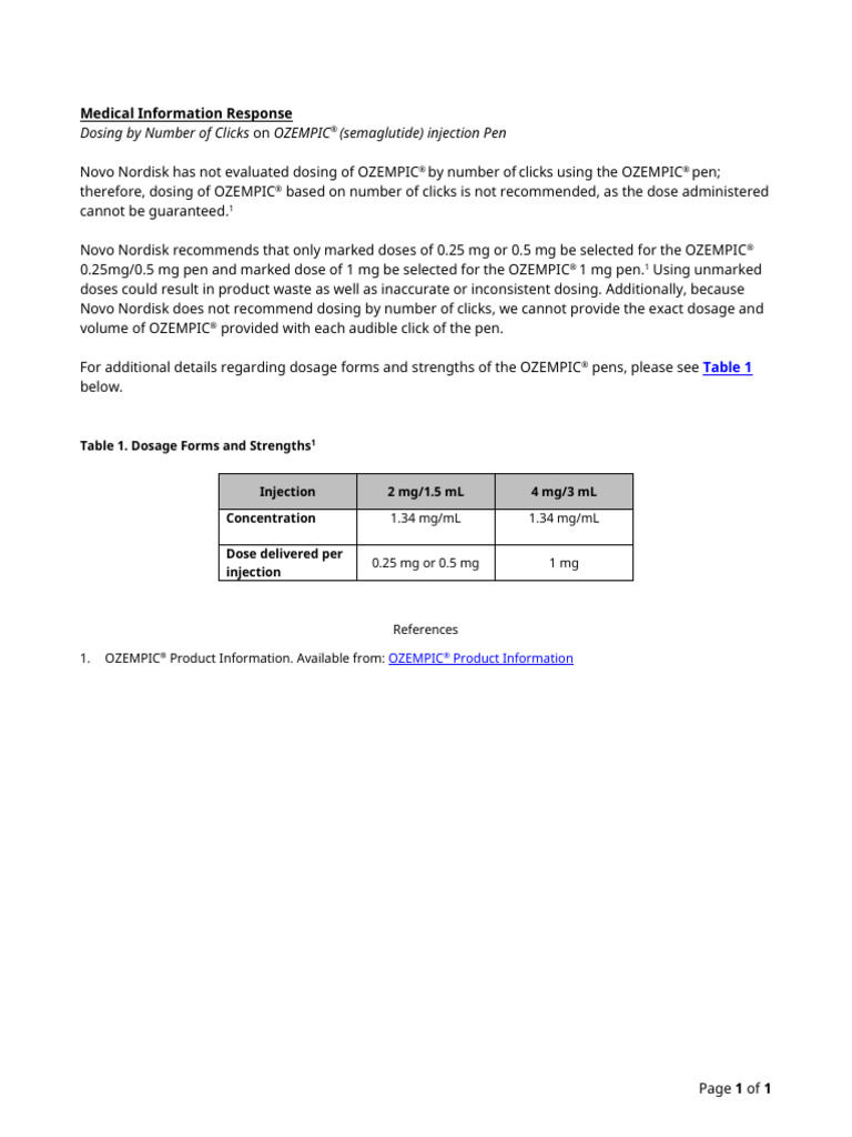 OZEMPIC Semaglutide and Pen Dosing by Clicks | PDF | Wellness