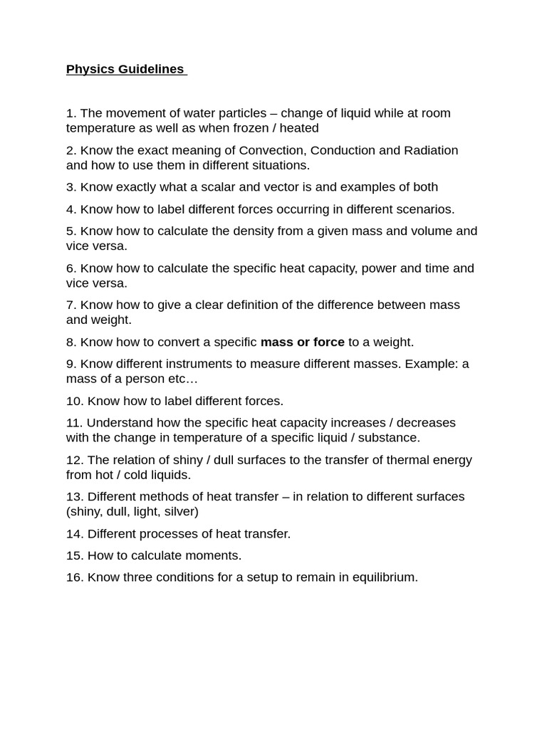 Physics Guidelines | PDF