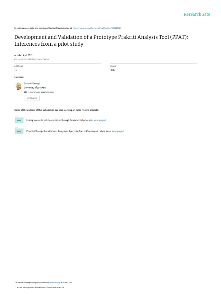 Dr. Sanjeev Rastogi Prakriti - Ayu - 2012 - 33 - 2 - 209 - 105240 | PDF ...