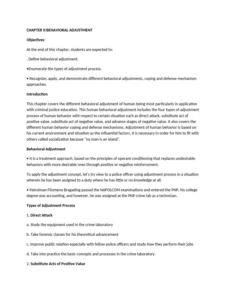Understanding Behavioral Adjustment Techniques Pdf Id Behavior