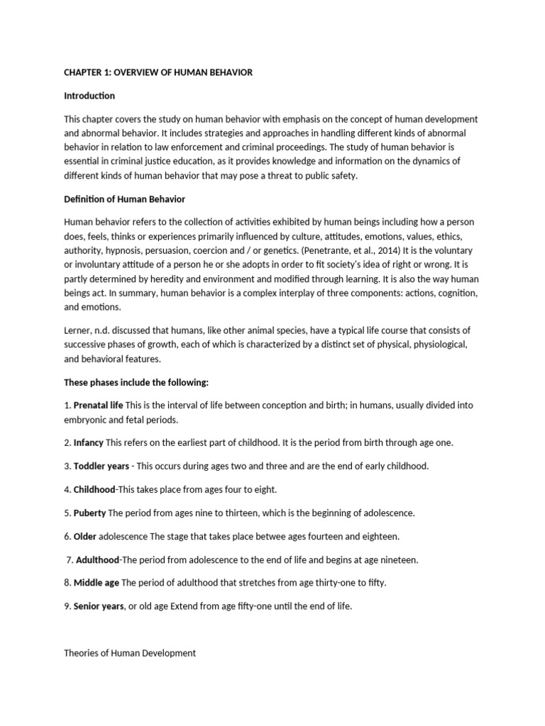 Human Behavior Chapter 1 | PDF | Attachment Theory | Id