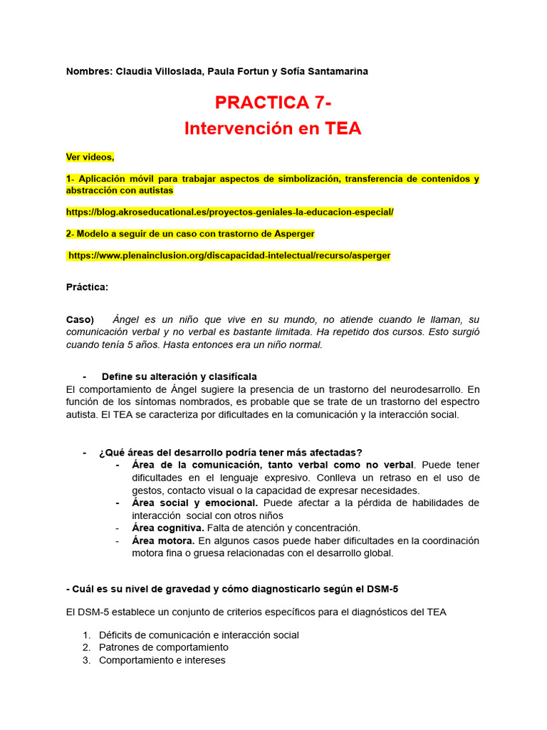 PRACTICA 7 - autismo | PDF | Espectro autista | Enseñando