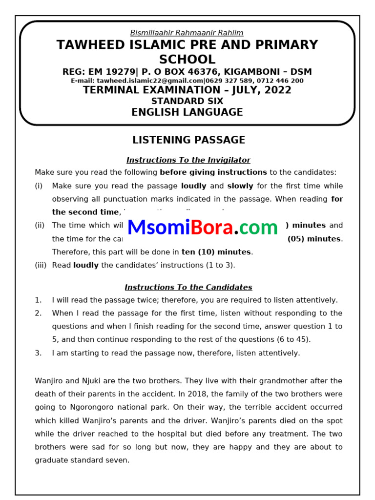 Eng Listening Passage | PDF