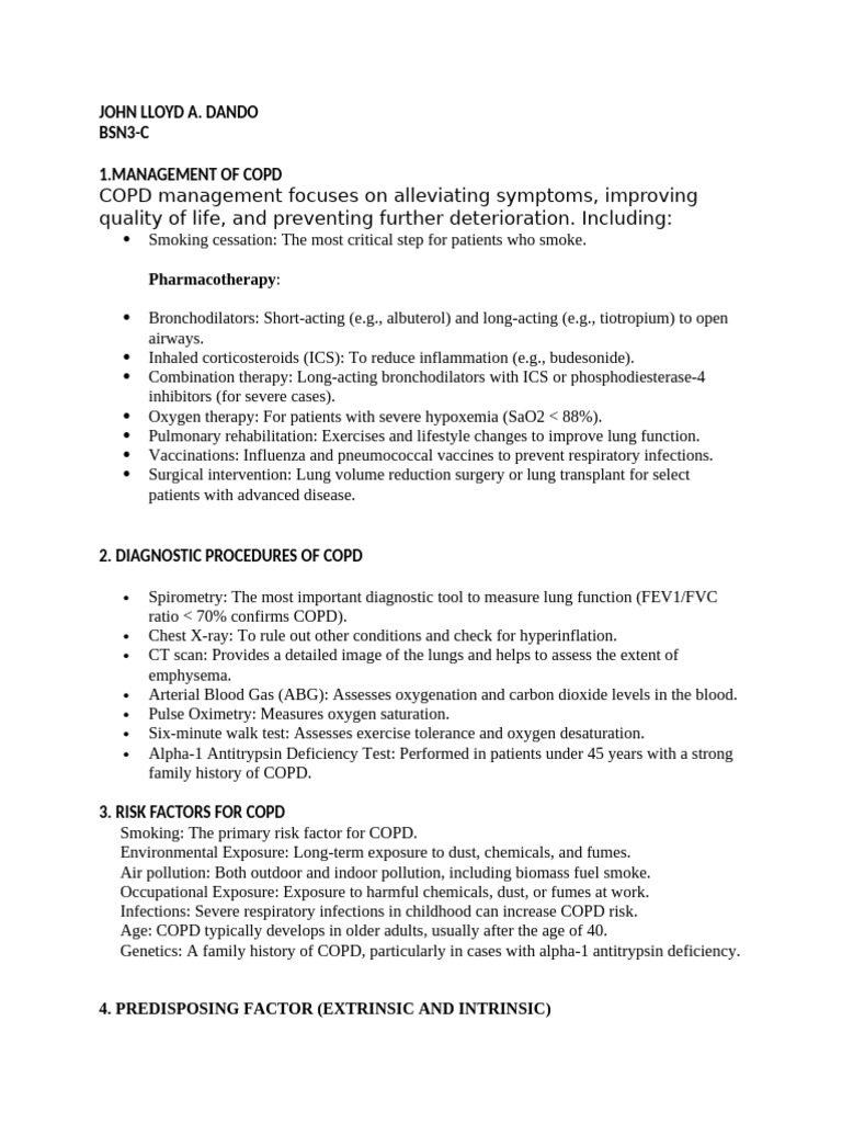 Dando, John Lloyd | PDF | Chronic Obstructive Pulmonary Disease | Clinical Medicine