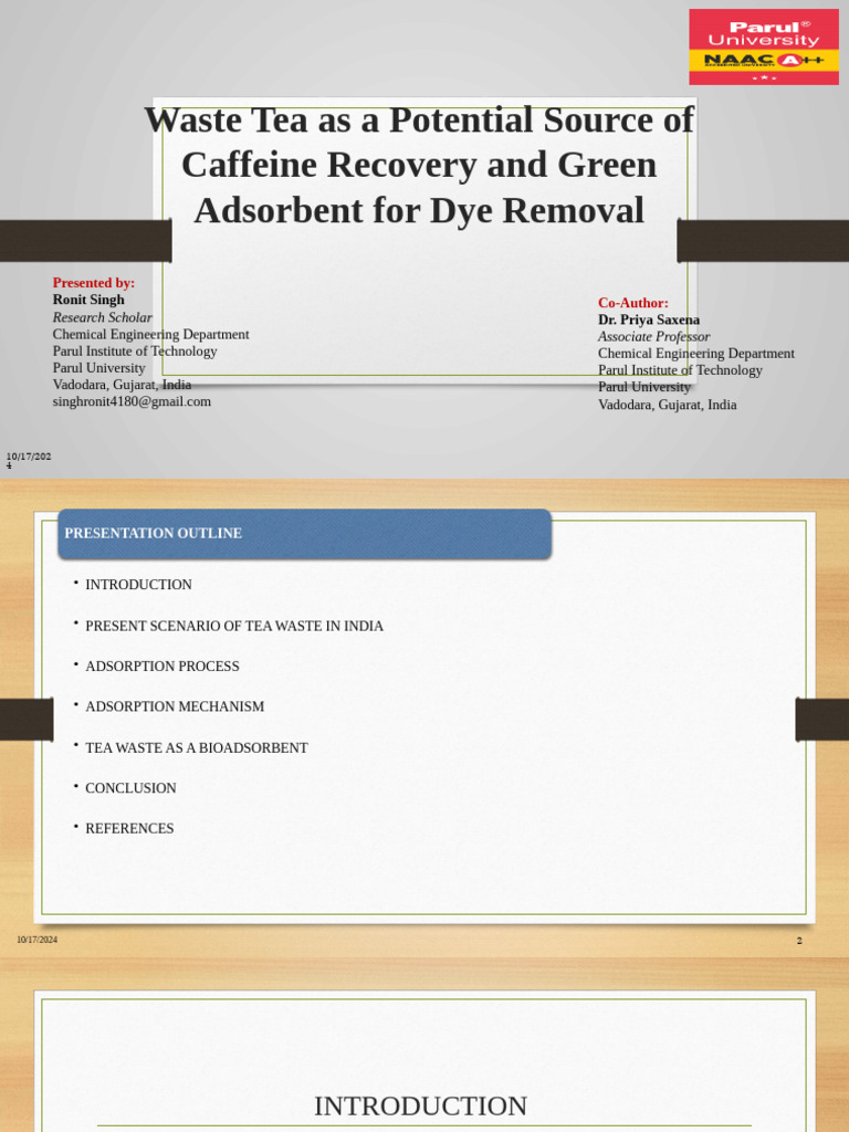 Caffeine Recovery from Waste Tea | PDF | Caffeine | Drink