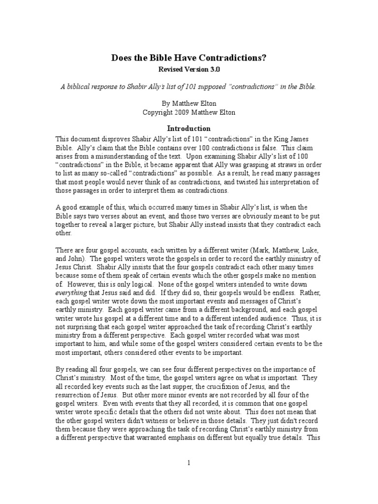 8986 101 Contradictions in The Bible | PDF | John The Baptist ...
