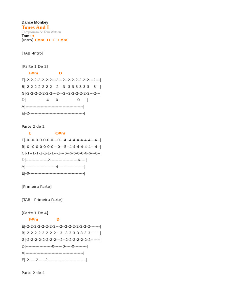 Dance Monkey Guitar Tabs and Lyrics | PDF