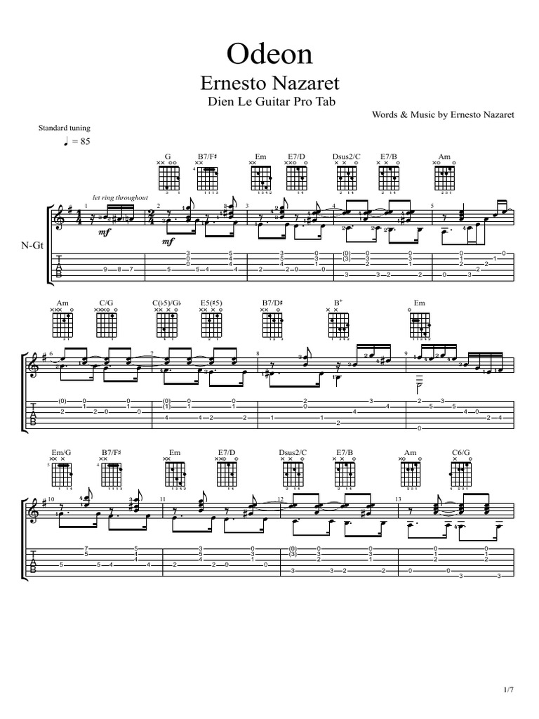 Ernesto Nazaret - Odeon - Guitar Tutorial + TAB | PDF | Chess | Chess Theory