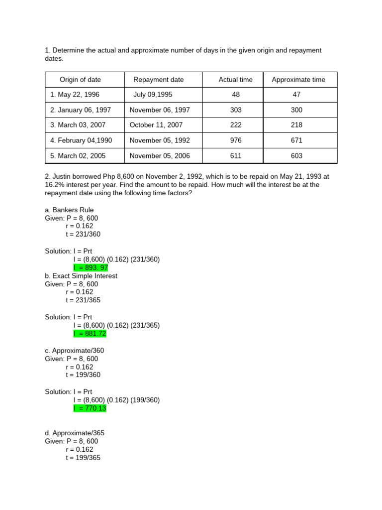 Simple Interest Calculations and Examples | PDF | Interest | Personal ...
