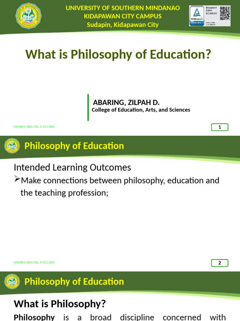 PPT_Unit-3.1_What-is-Philosophy-of-Education | PDF | Philosophy Of Education | Critical Thinking