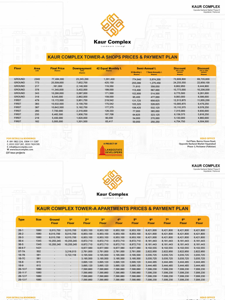 Kaur Complex Tower-A Price List | PDF