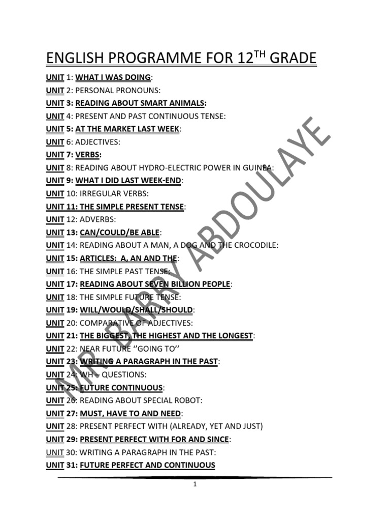 12th Grade English Curriculum Overview | PDF | Verb | Grammatical Tense