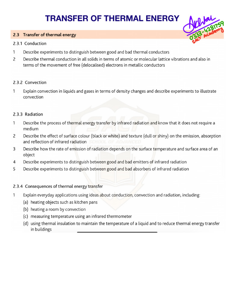 Transfer of Thermal Energy | PDF | Heat Transfer | Thermal Conduction
