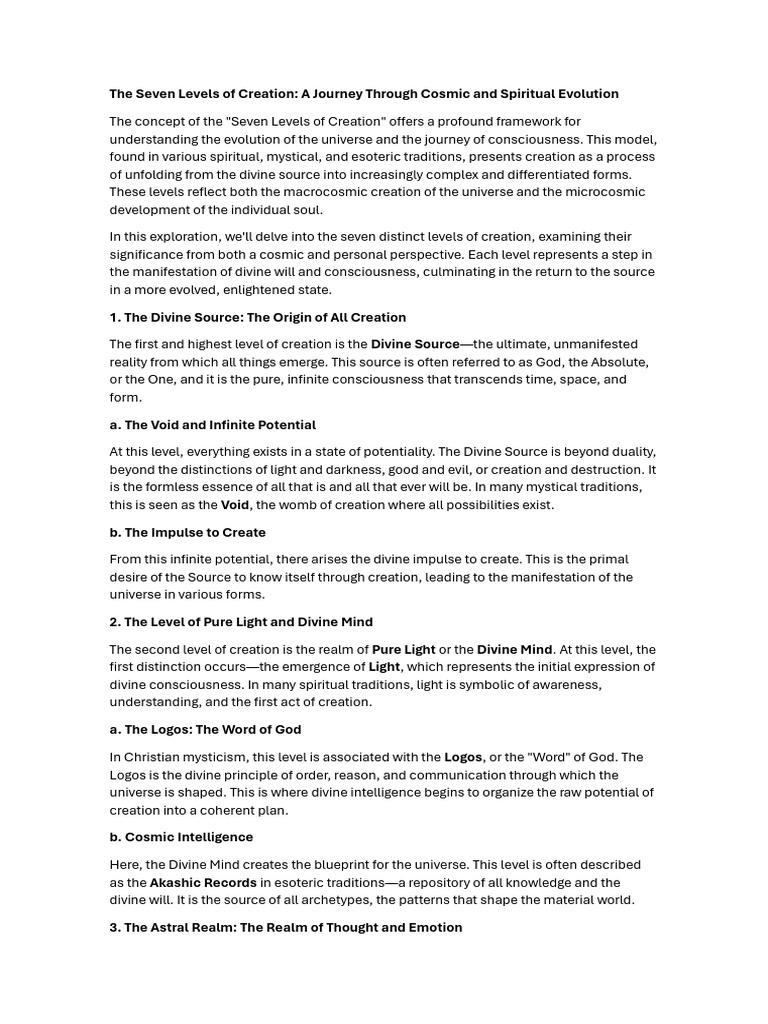 Seven Levels of Creation Explained | PDF | Soul | Logos