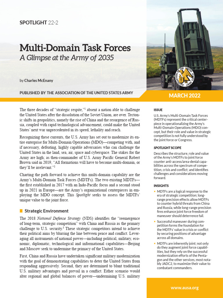 SL 22 2 Multi Domain Task Force A Glimpse at The Army of 2035 | PDF | Military Intelligence ...