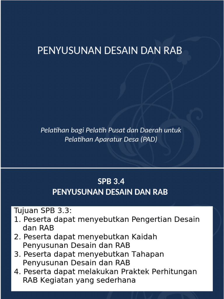Penyusunan Desain Dan RAB Kegiatan KBD Pemdes | PDF