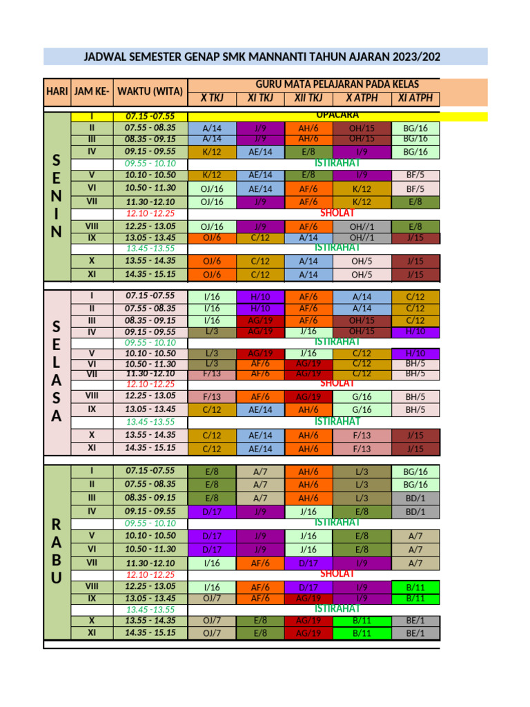 Jadwal Sem. Genap Tahun 2023-2024 Ok Rev | PDF