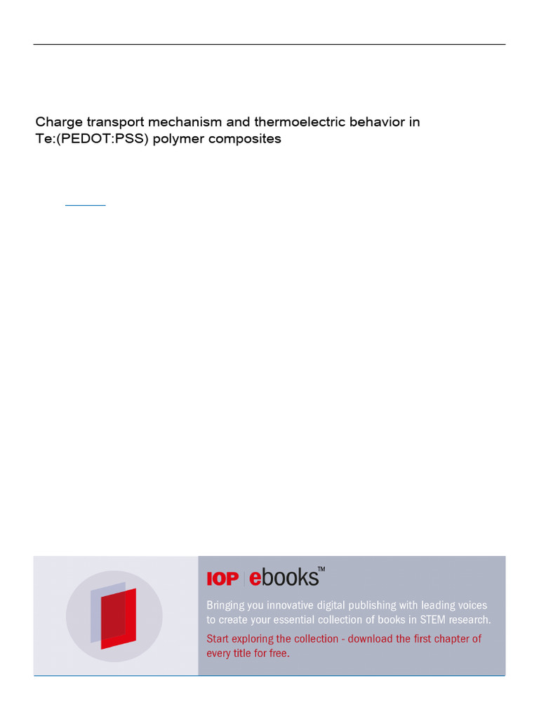 Charge Transport Mechanism and Thermoelectric Behavior in Te: (PEDOT ...