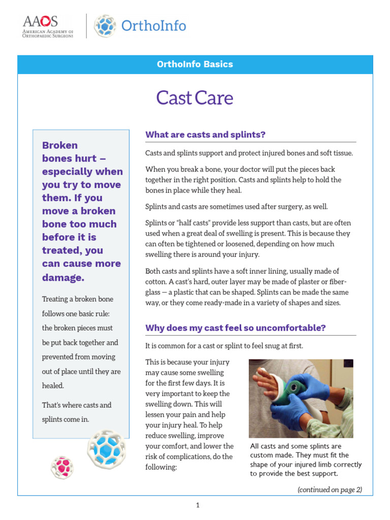 cast-care | PDF | Paresthesia | Orthopedic Surgery