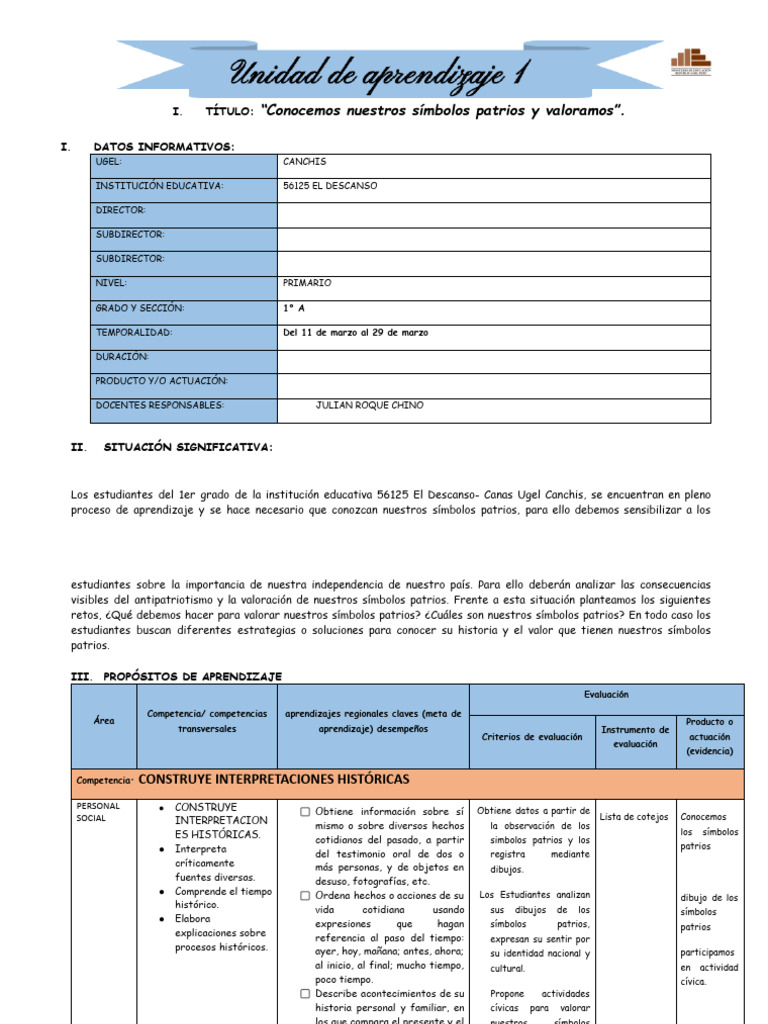 UNIDAD DE APRENDIZAJE | PDF | Evaluación | Aprendizaje