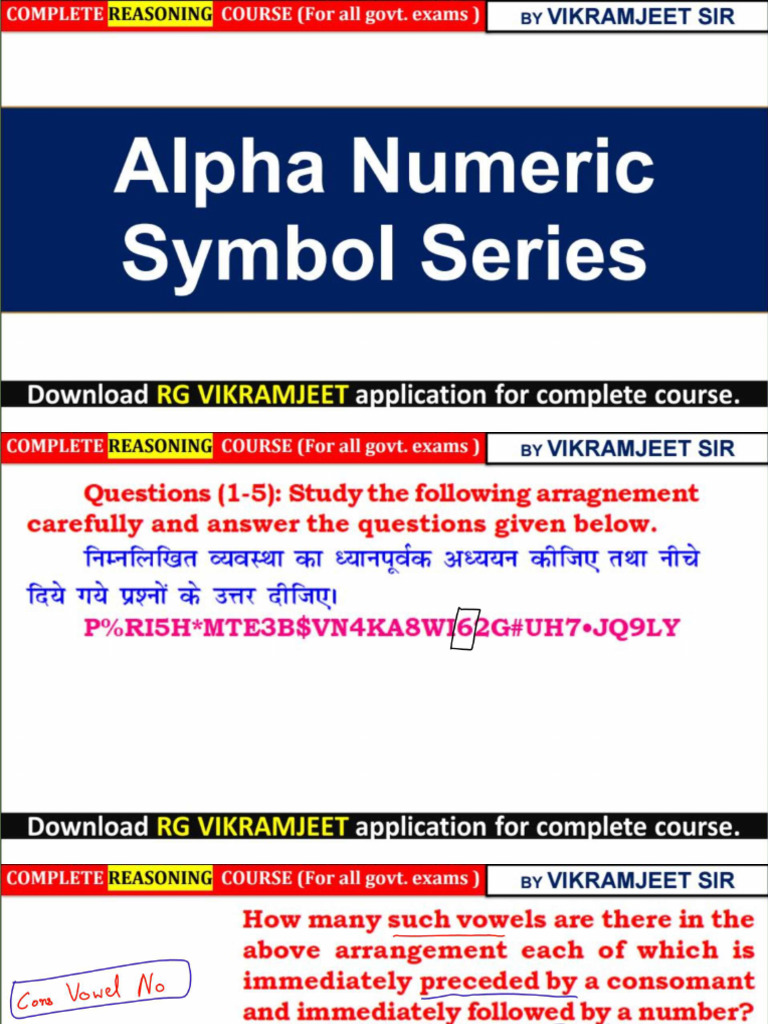 053 REASONING ALPHANUMERIC SYMBOL SERIES Alphanumeric Symbol | PDF