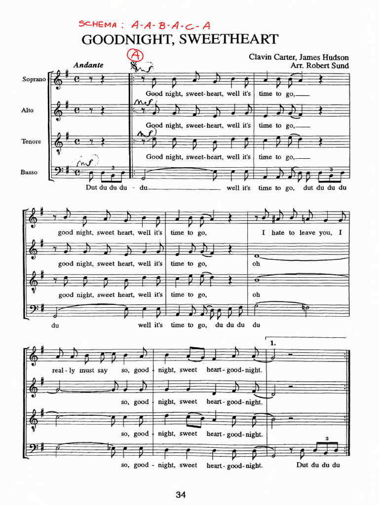 Goodnight, Sweetheart - Satb S | PDF
