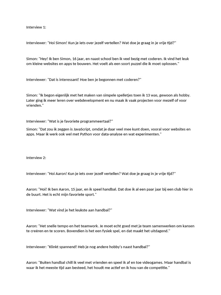 2 Mini Interviews Aaron en Simon | PDF