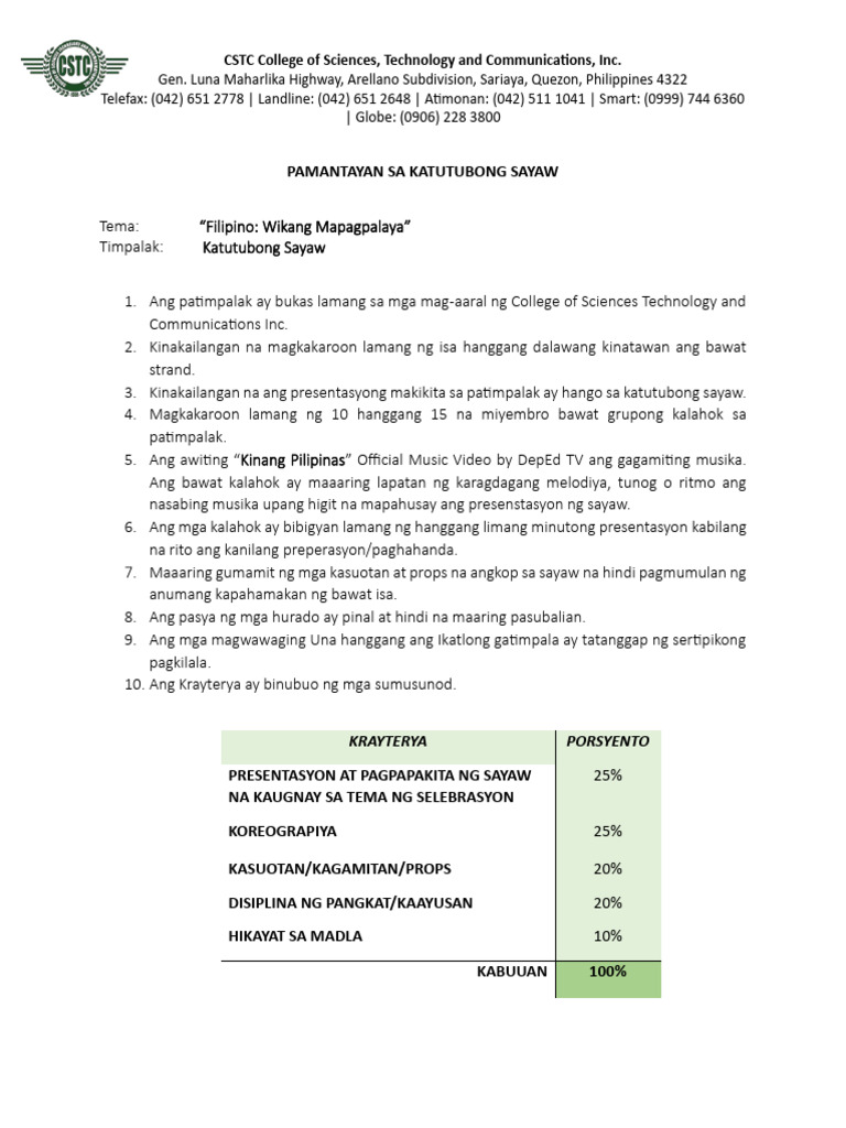 Pamantayan Sa Katutubong Sayaw | PDF