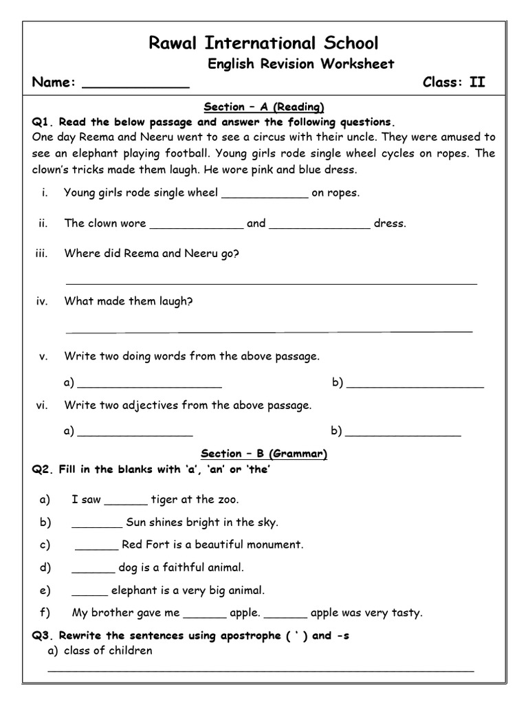 English Revision Worksheet | PDF | Games & Activities | Teaching ...