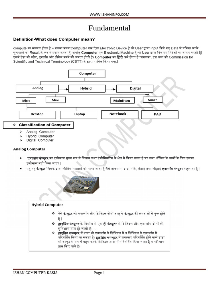 Computer Fundamental (Hindi) ISHAN PDF | PDF