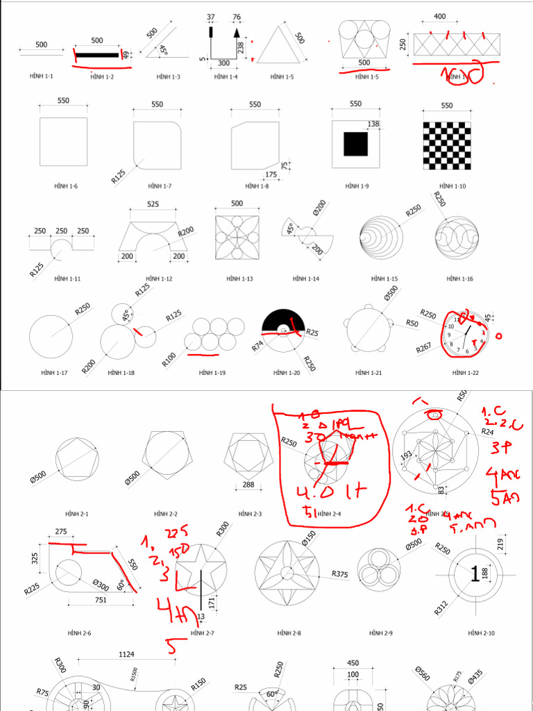 Bai Tap Luyen Ve Autocad 2d | PDF