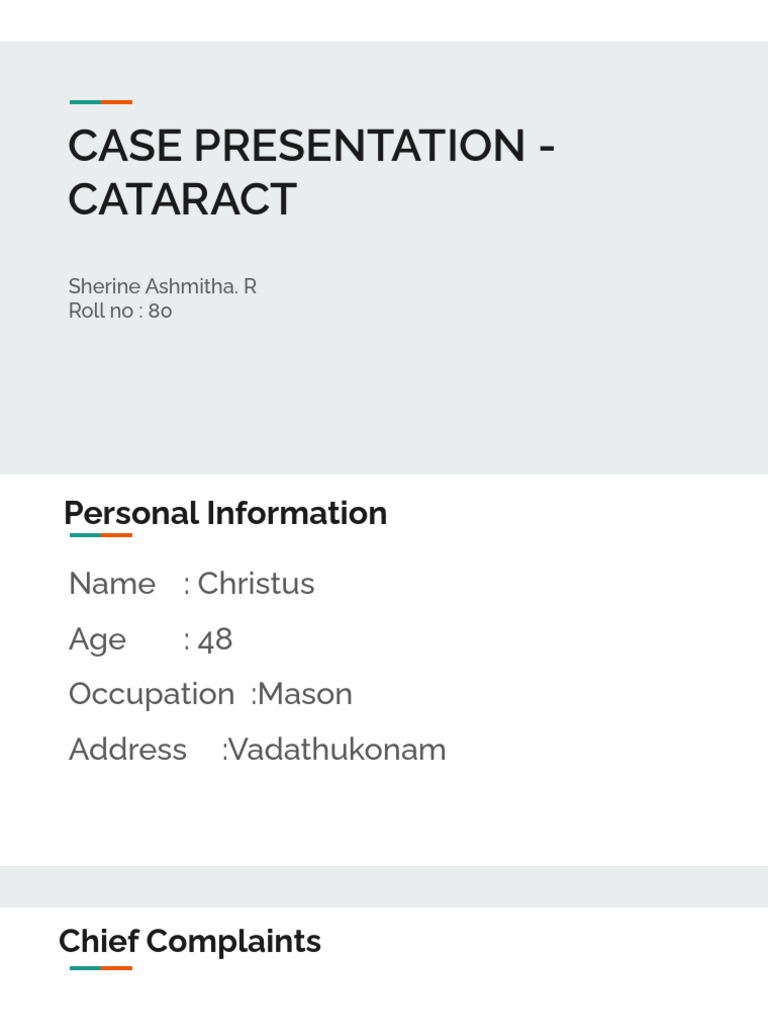 CASE PRESENTATION - CATARACT | PDF | Cataract | Human Eye
