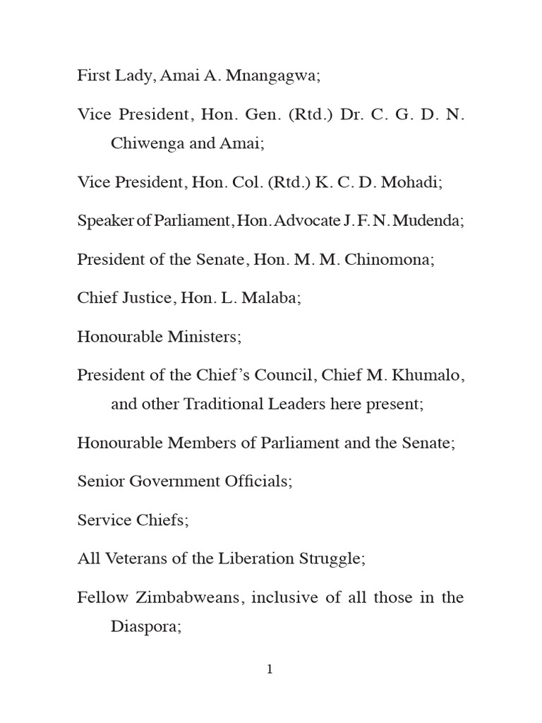 69216-j Opc Sona Speech 2024 Ordinary | PDF | Agriculture | Zimbabwe